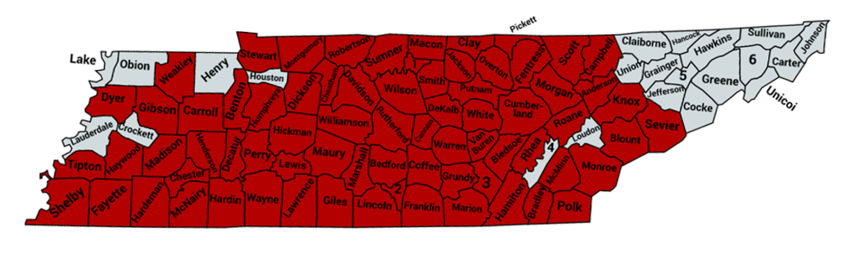 CCHI-TN Coverage Map | Cumberland Center for Healthcare Innovation